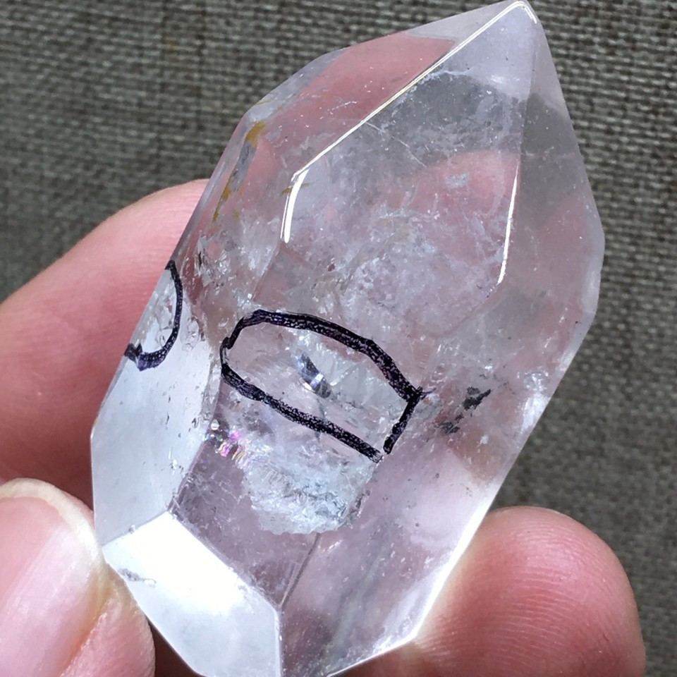 Natural 44mm Herkimer Diamond Enhydro healing Crystal Gem&moving water ...