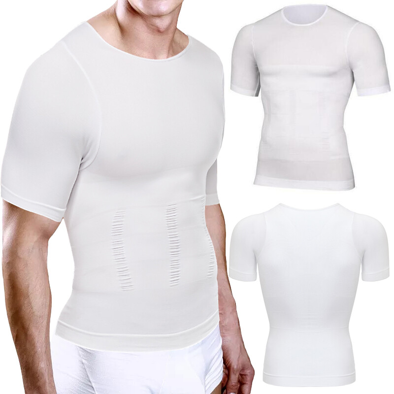 Mens Body Shaper Belly Chest Compression Shirt Slimming Tank Top Abs ...