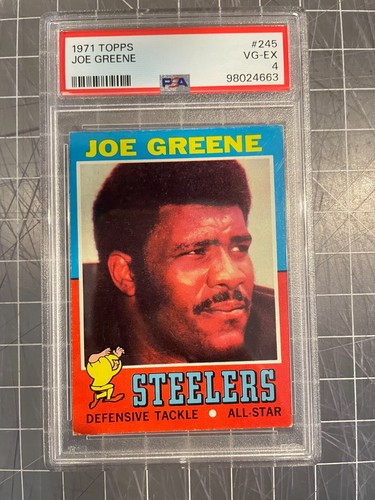 1971 TOPPS FOOTBALL #245 JOE GREENE PITTSBURGH STEELERS ROOKIE CARD PSA ...