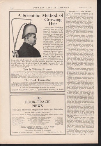 1905 EVANS VACUUM CAP HAIR GROWTH SCIENCE QUACK MEDICINE ST LOUIS AD ...
