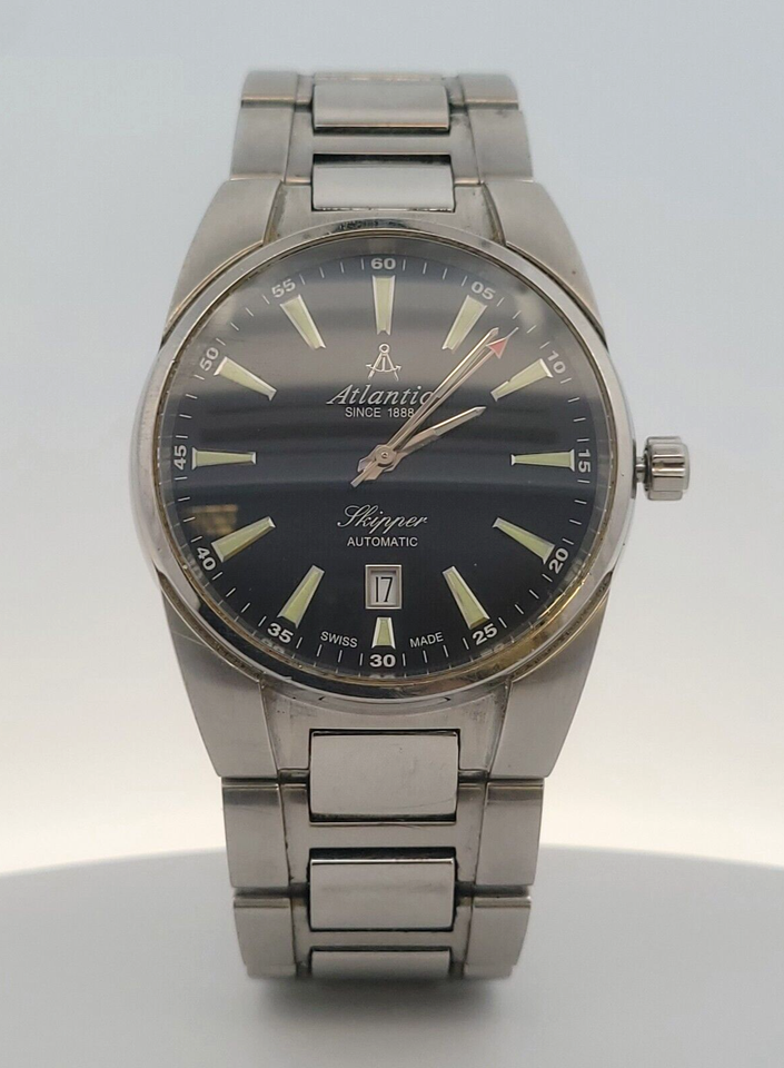 Atlantic Skipper Automatic Stainless Steel 42mm Black Dial Men's Watch ...