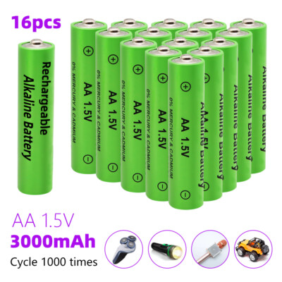 16Pack 1.5V AA AAA Rechargeable Batteries 3000mAh Alkaline Battery for ...