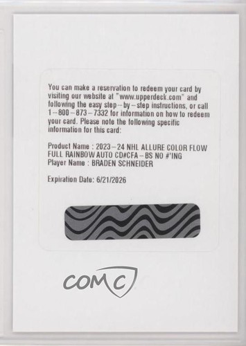 2023-24 Upper Deck Allure Color Flow Full Rainbow Braden Schneider #CFA ...