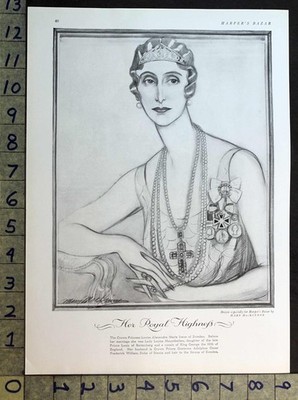 1926 CROWN PRINCESS LOUISE ALEXANDRA MARIE SWEDEN MARY MACKINNON PRINT ...
