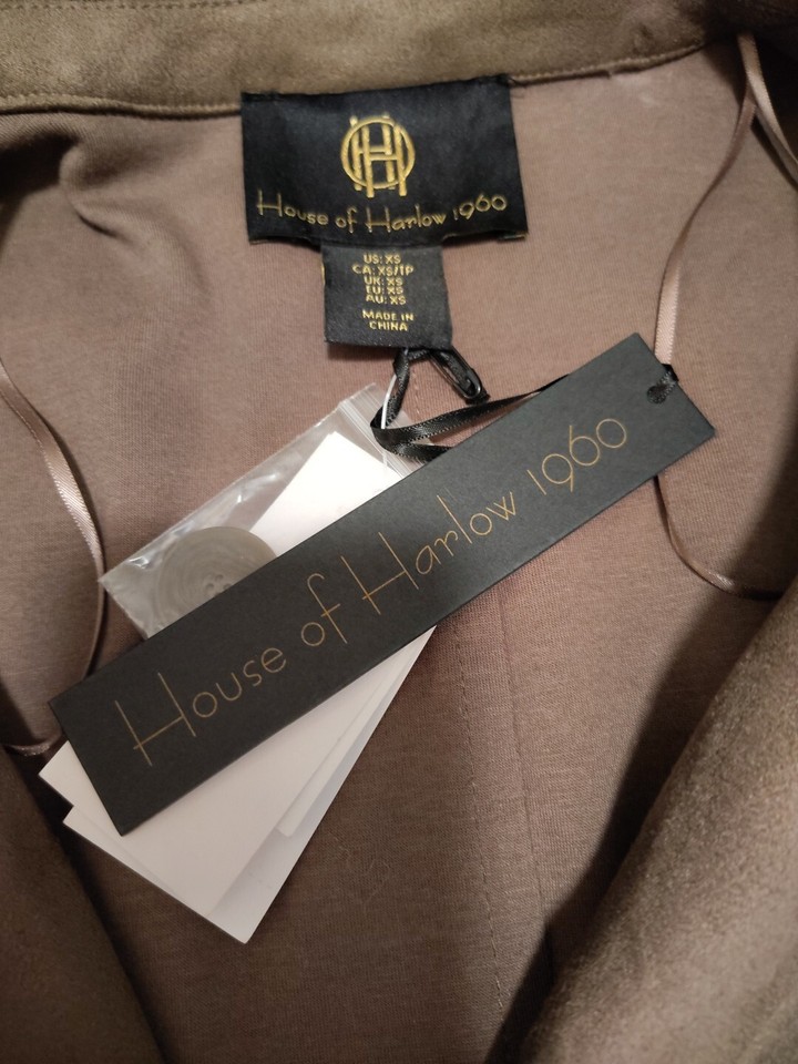 House Of Harlow 1960 Long Coat Woman's Size XS Stretch Brown Faux Fur 2 ...