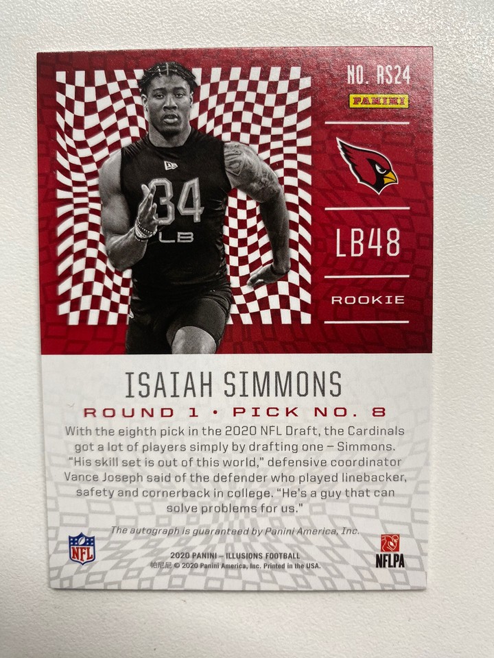 2020 Panini Illusions Rookie Signs Orange #RS24 Isaiah Simmons Auto ...