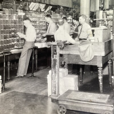 Antique 1920s USPS Mail Clerks Sorting Letters Stereoview Photo Card ...
