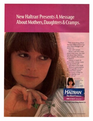 vintage 1970s mag print ad HALTRAN PAIN RELIEF FORMULA Cramps feminine ...