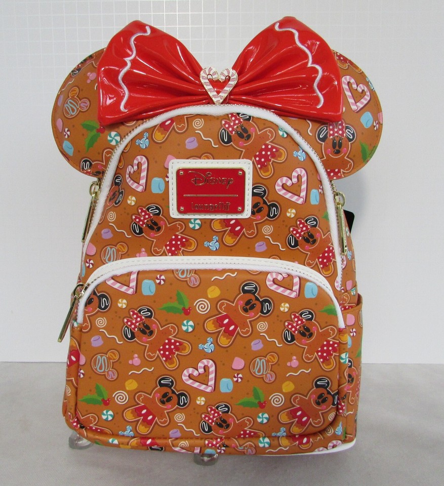 Disney Loungefly Gingerbread Mickey Minnie Mouse Mini Backpack & Ears ...