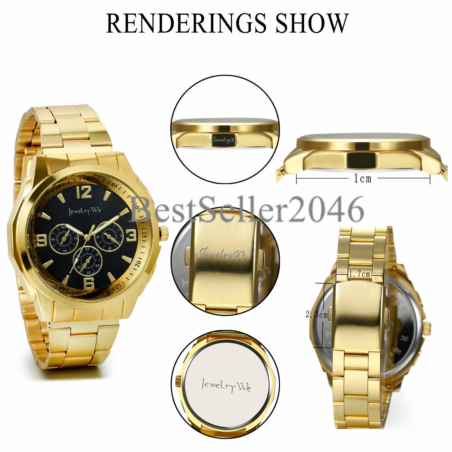 NEW Luxury Men Gold Tone Band Stainless Steel Analog Quartz Fashion ...