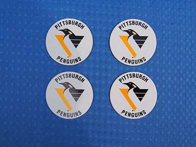 4 Round PITTSBURGH PENGUINS 1992-2001 NHL Hockey Team Logo Cardboard ...