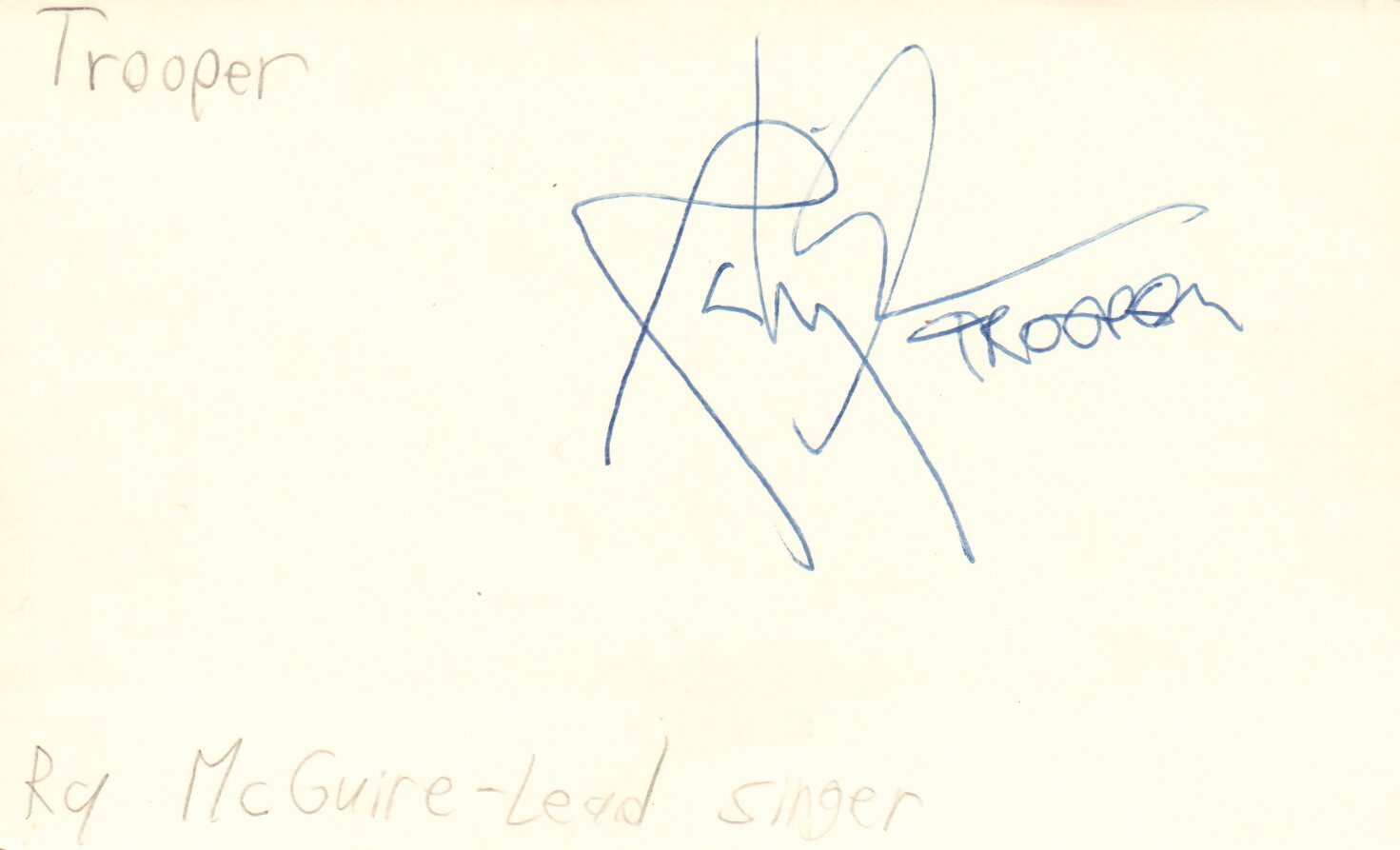 Ra McGuire Lead Singer Trooper Rock Band Music Autographed Signed Index ...