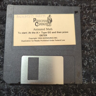 Animated Math Educational learning software 3.5 inch floppy disk 1994 ...