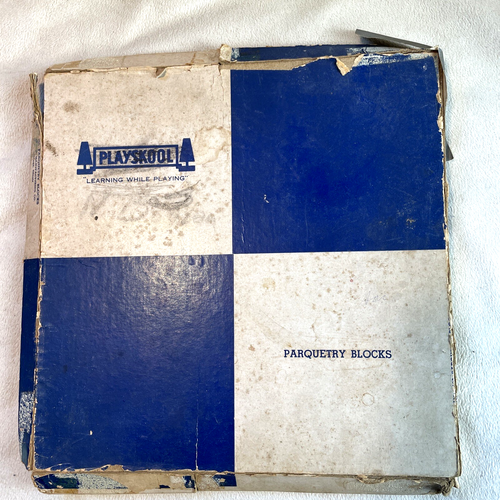 Vintage 1950s Playskool Wood Parquetry Blocks With Box #306 RARE ...