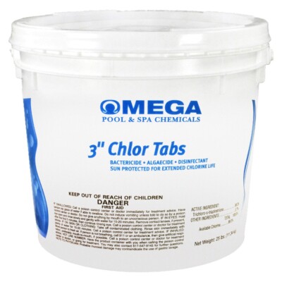 WEEKLY Omega 3" SLOW DISSOLVE Chlorine Tablets for ALL Swimming Pools ...