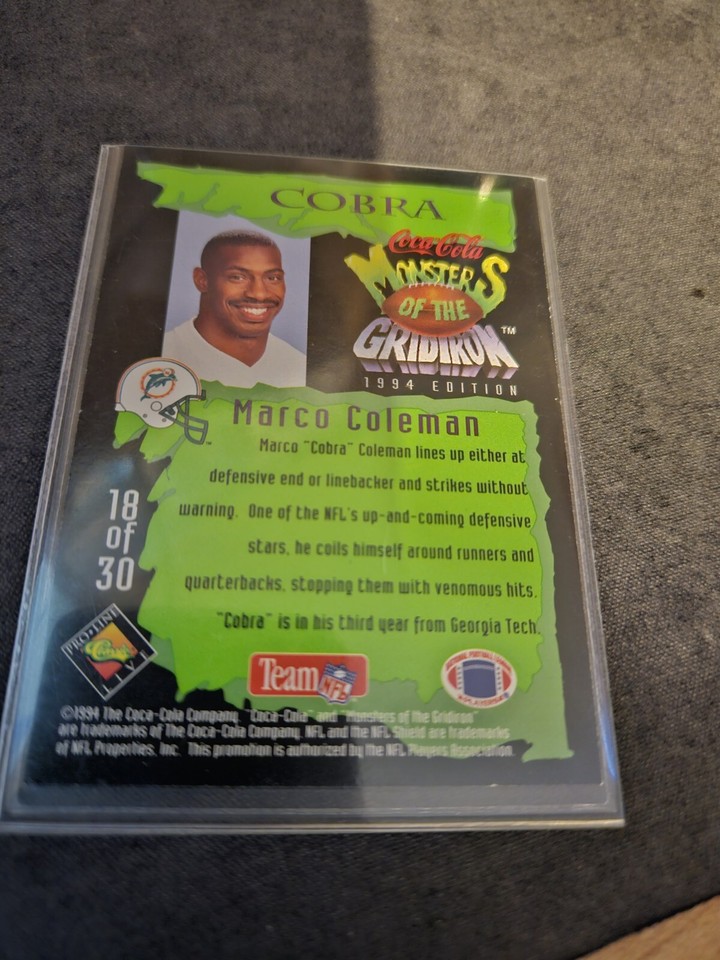 1994 Coca-Cola Monsters of the Gridiron #18 Marco Coleman Near Mint | eBay