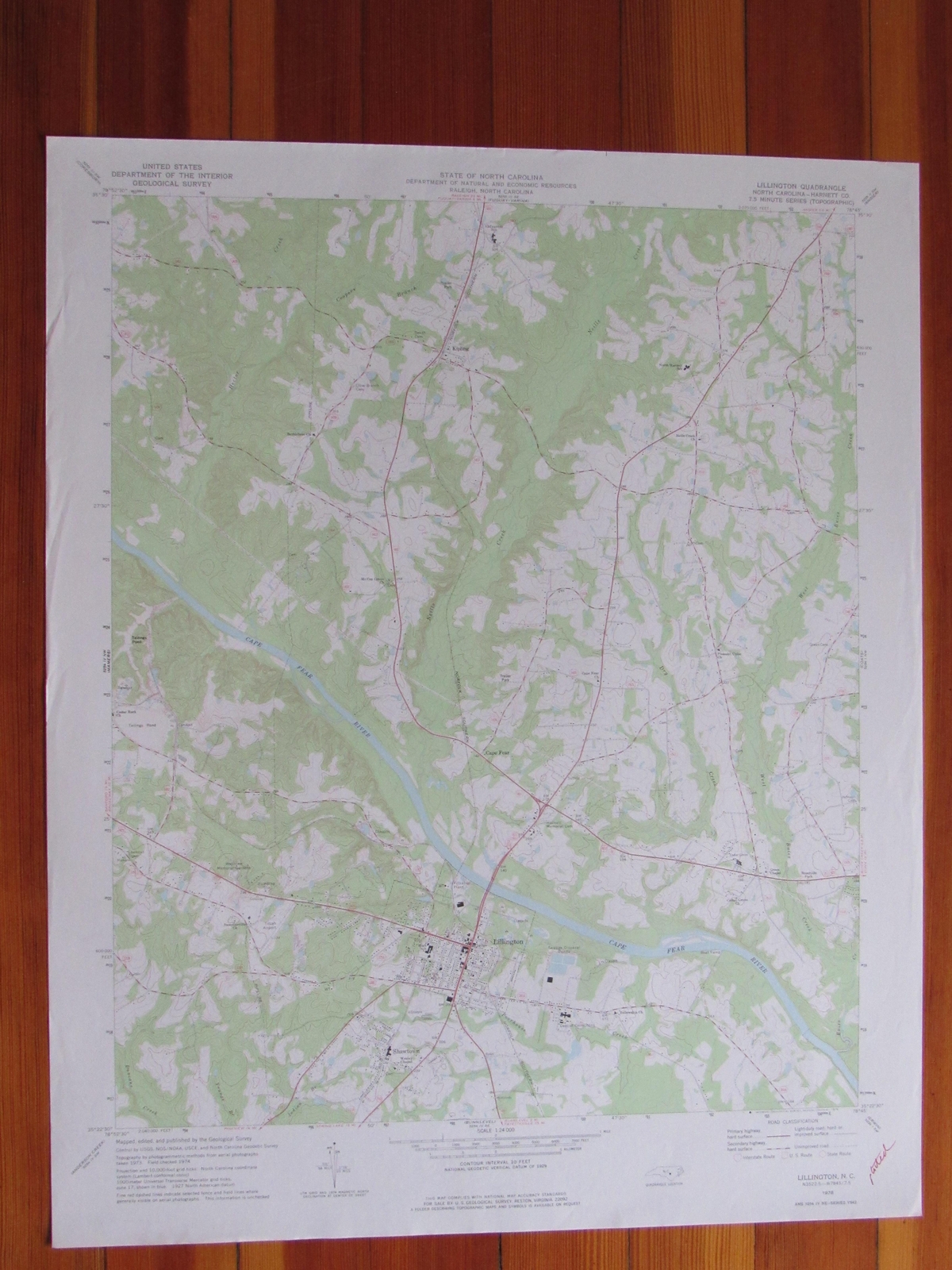 Lillington North Carolina 1978 Original Vintage USGS Topo Map | eBay