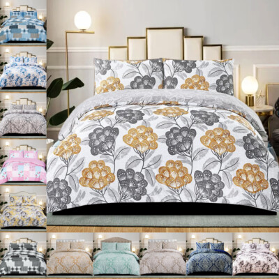 4 Piece Rich Cotton Duvet Cover Set Single Double Super King Size ...