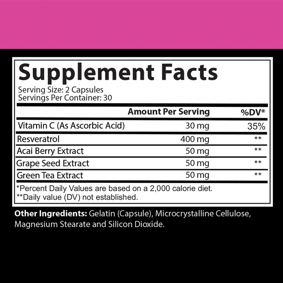 Clear Skin Complex Acne Breakout Prevention Pills w. Resveratrol ...