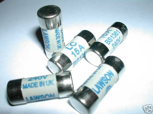 15A Consumer Unit Fuses (5 Pack) BS1361 15 Amp Fuse-box Cartridge Fuses ...