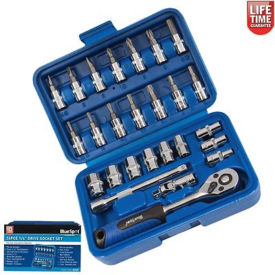 26 Pc Screwdriver Socket Set Ratchet Bit Torx Philips Hex Screw 1/4 ...