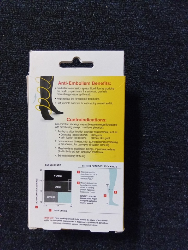 3M Futuro Medical Compression Anti-Embolism Knee Length Sockings medium ...