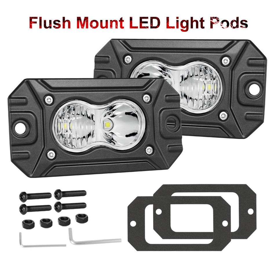 4" White Surface Flush Mount LED Lighting Kit for Front Driving/Fog ...