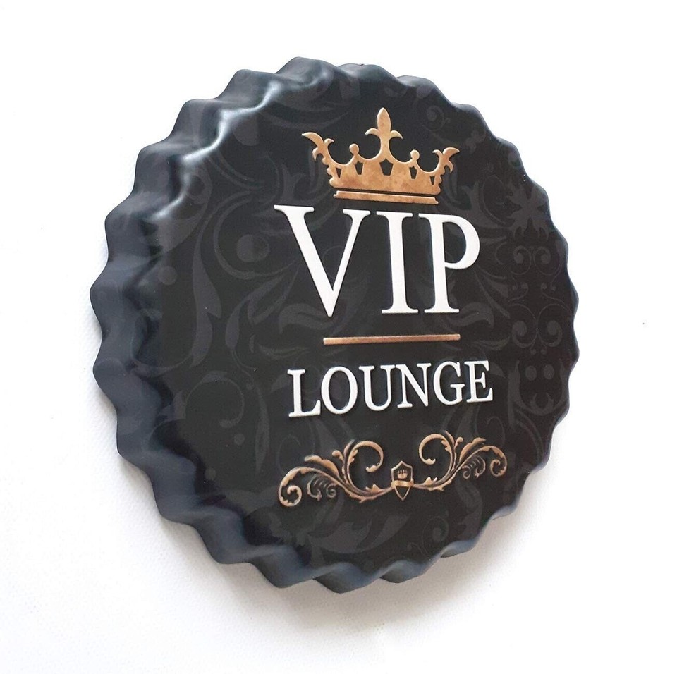 Embossed VIP Lounge Metal Bottle Caps Decorative Tin Sign Cafe Beer Bar ...