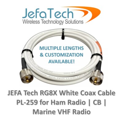 JEFA Tech RG8X White Coax Cable PL-259 for Ham Radio | CB | Marine VHF Radio lot | eBay