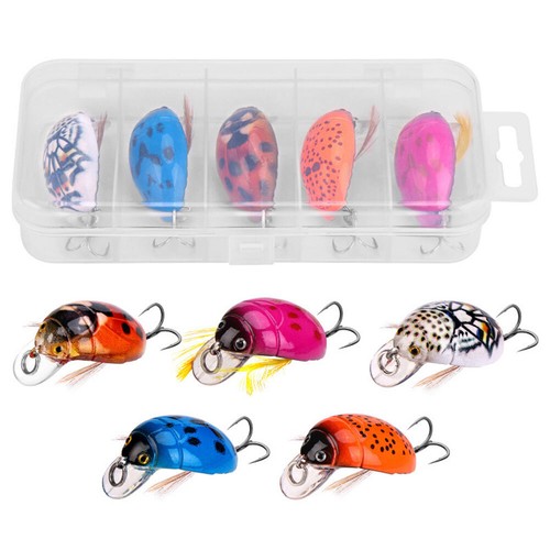 5Pcs Fishing Lure Insect Bug Lure Sea Beetle Crank Floating Wobblers ...