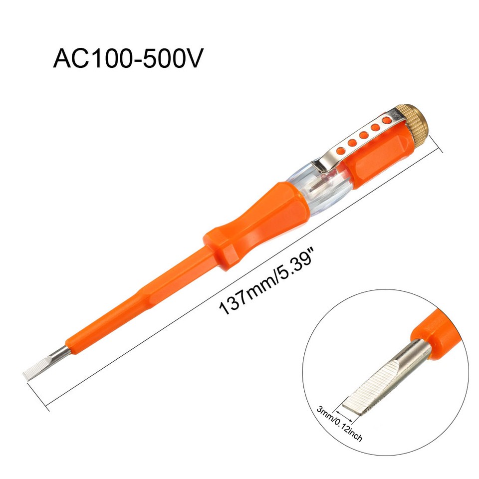 Voltage Test Screwdriver 100-500V Slot Neon Tube Tester Electroprobe ...