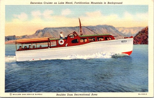 BOATS, Excursion Cruiser on LAKE MEAD, Nevada Linen Postcard - Curt ...