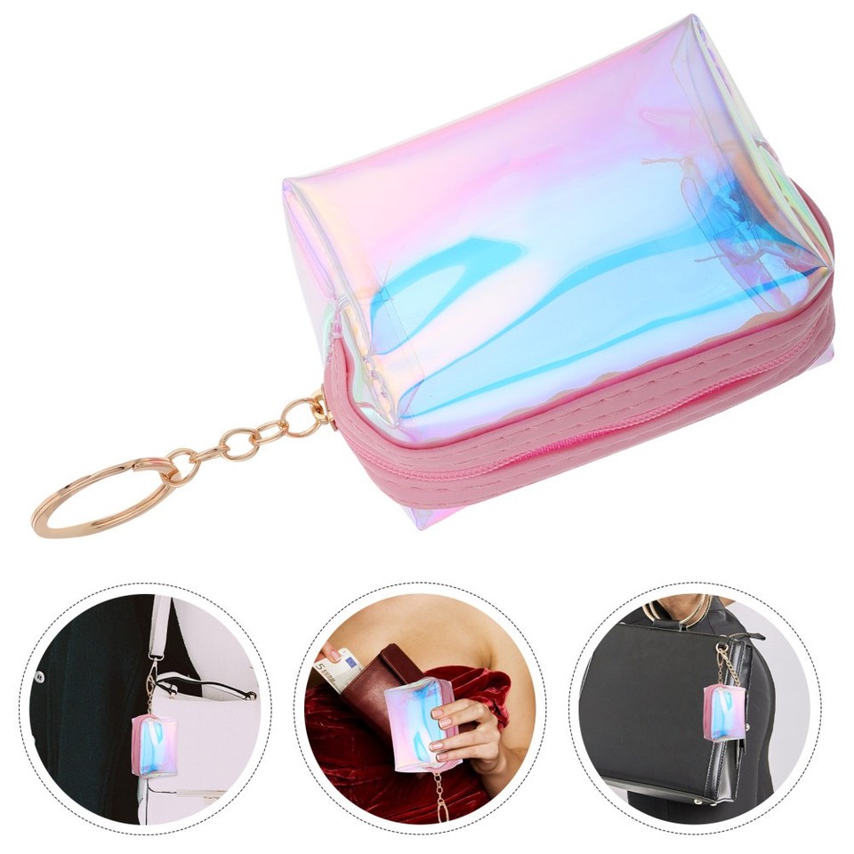 Transparent Mini Wallet Small Coin Bag Keyring Clear Keychain Purse ...