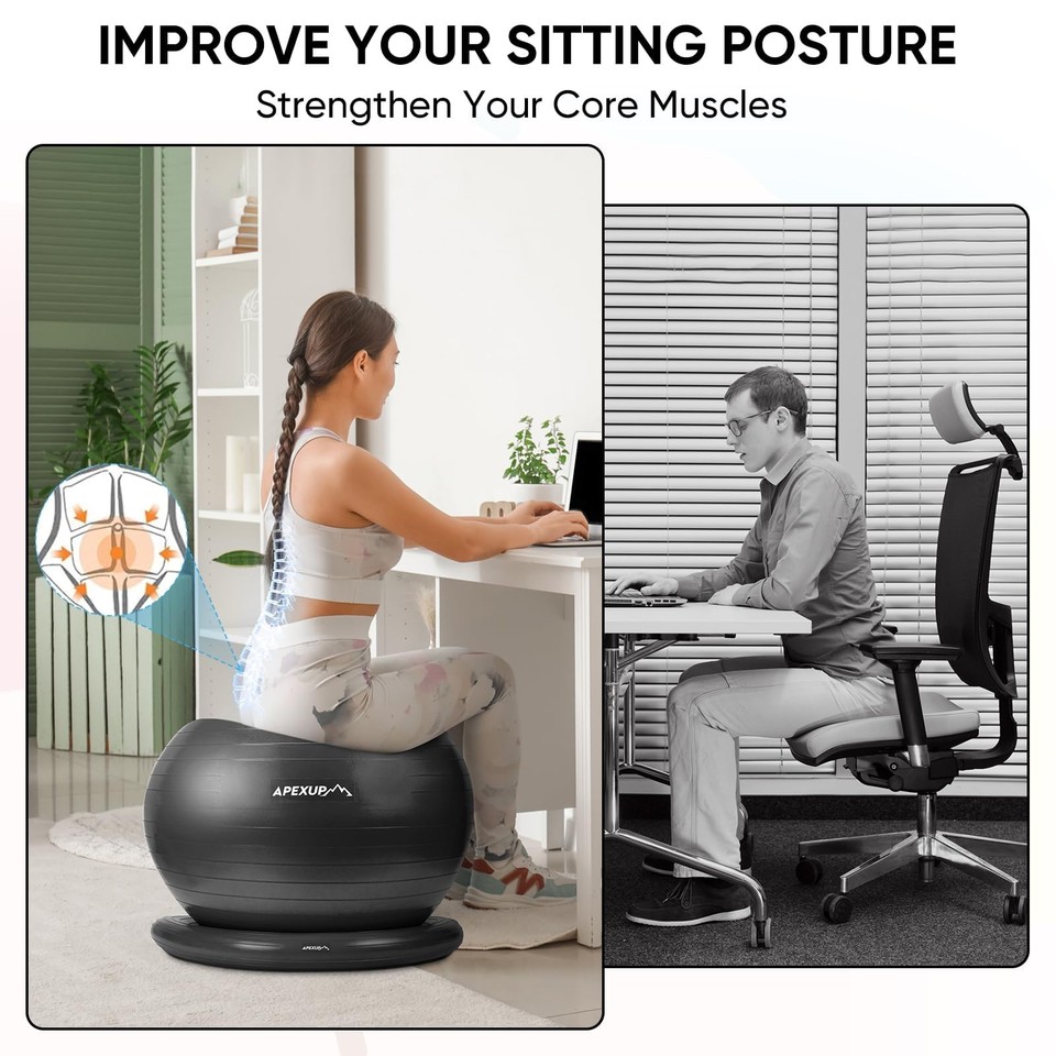 Yoga Ball Chair, Exercise Ball Chair with Base for Office, Anti Slip ...