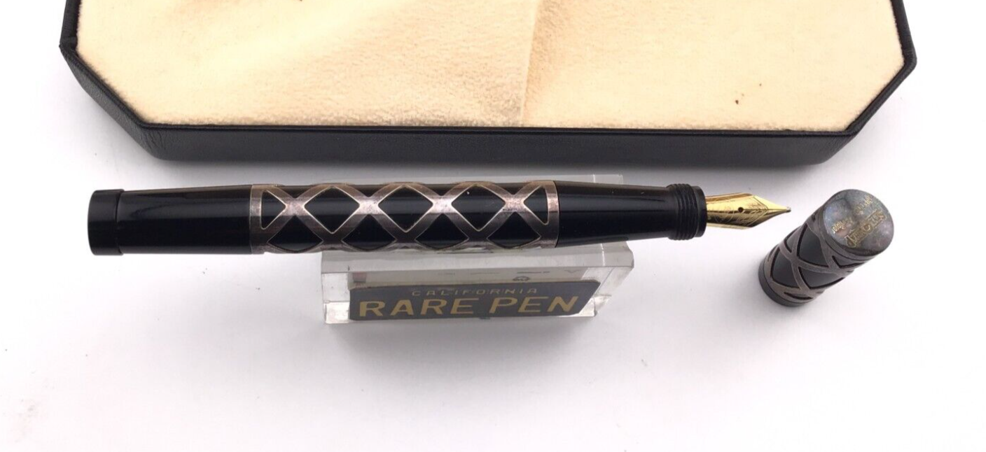 STYLOCHAP SAFETY Fountain Pen Sterling Silver Overlay LE 1000 18K M ...