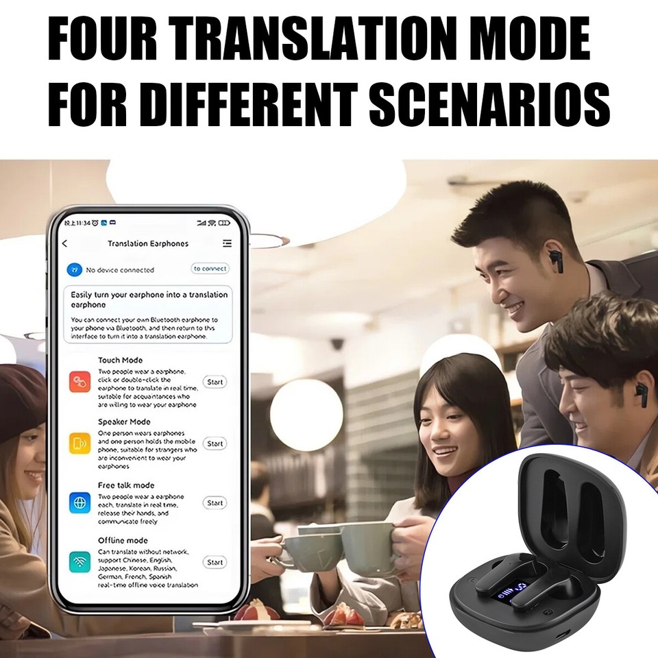 144+ Languages Translator Earbuds Bluetooth Two Way Real Time Smart ...