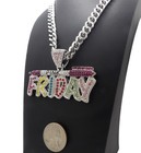 Nicki Minaj Pink Friday Pendant With 9mm 18" Cuban Link Chain Necklace ...
