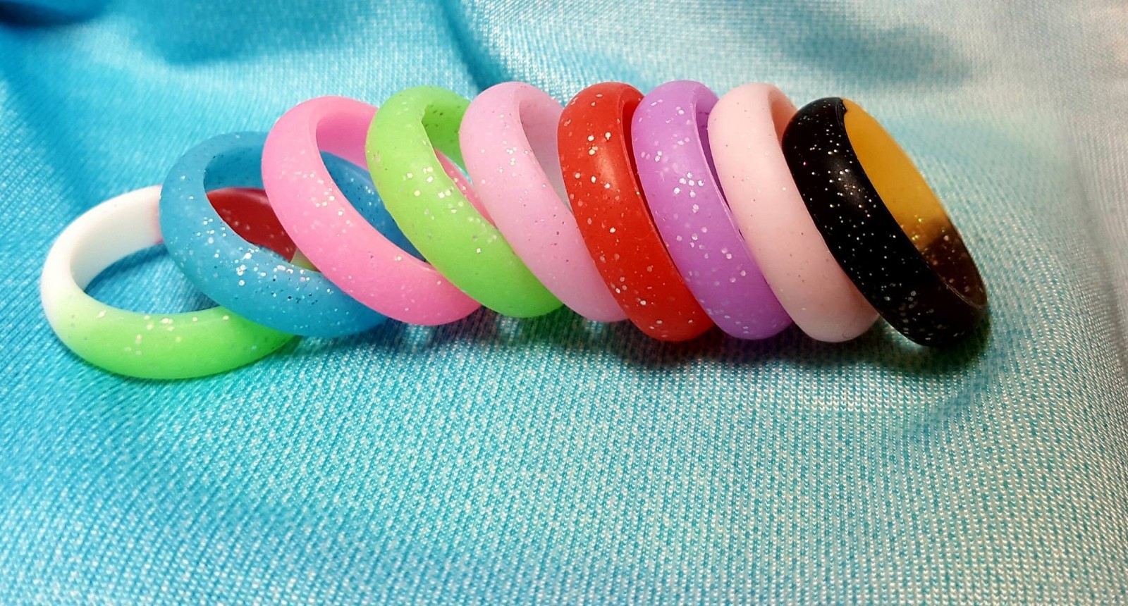 Glow Dark Glitter Sparkling Sparkle Women Silicone Wedding Sport Ring 6 ...