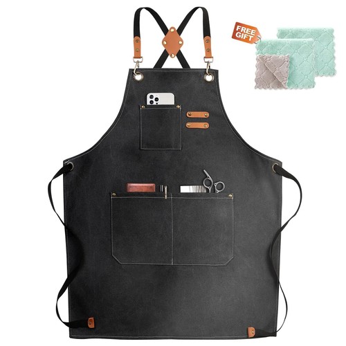 Chef Apron,Cross Back Apron for Women and Men,Cotton Canvas Apron with ...