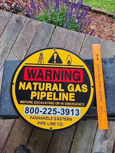 Warning Natural Gas Pipeline Sign Panhandle Eastern Pipe Line Co. 11-12 ...