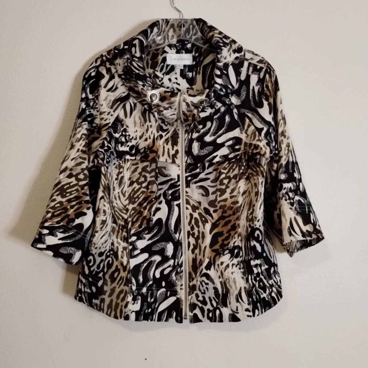 Erin London Women's Size Small Zip Up 3/4 Wide Sleeve Cowl Jacket Neck ...