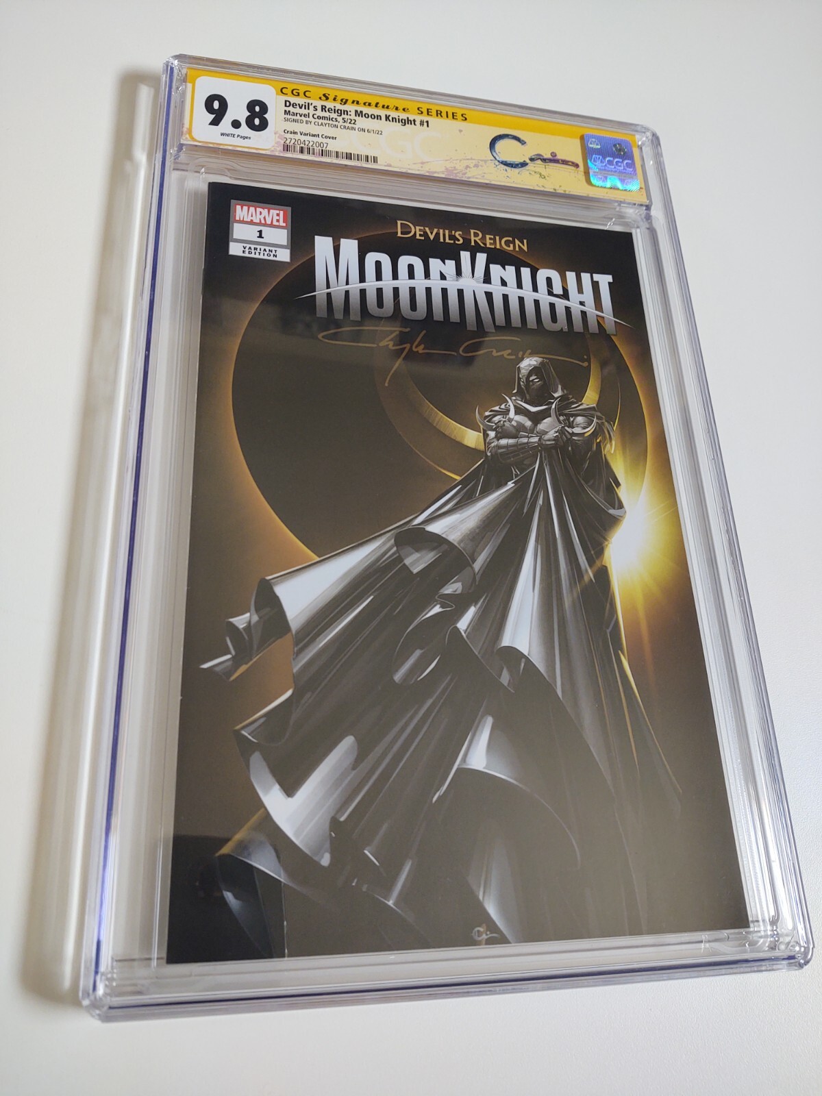 Devils Reign Moon Knight 1 CGC 9.8 SS Clayton Crain Trade Signature ...