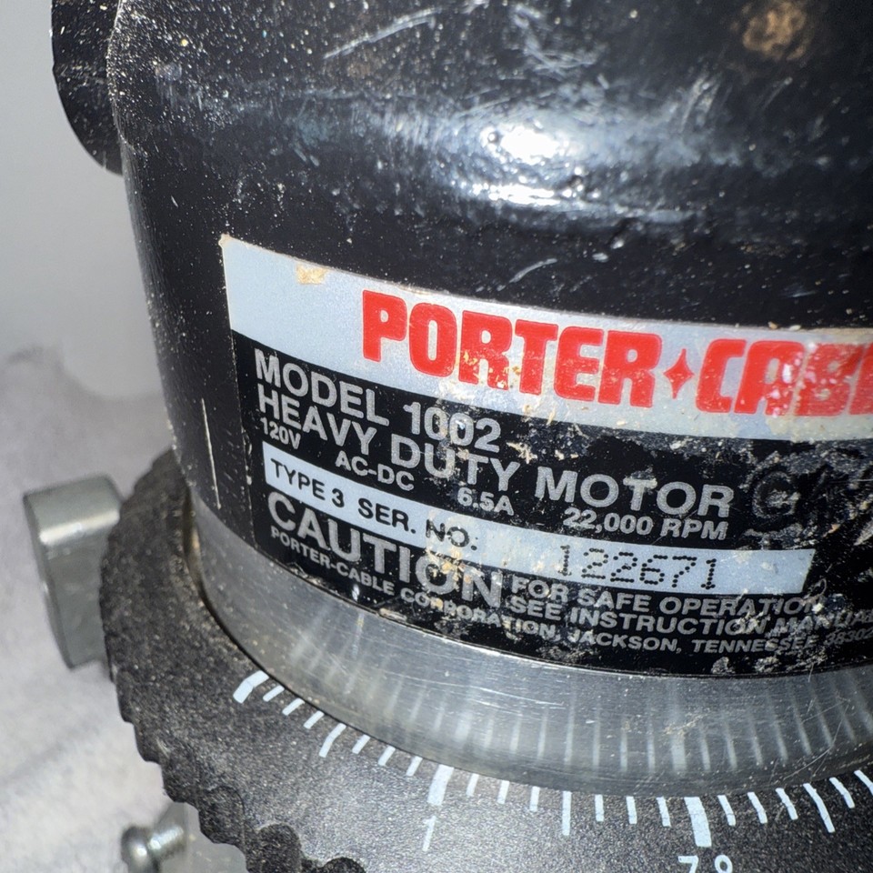 Porter Cable 100 Router Heavy 1002 Duty Motor w 1001 Base 120V 6.5A ...