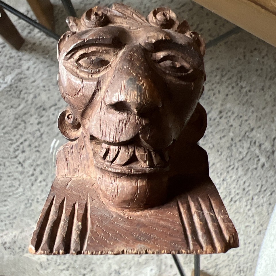 Grotesque Head Carving 3" Miniature German Folk Art Devil / Gargoyle ...