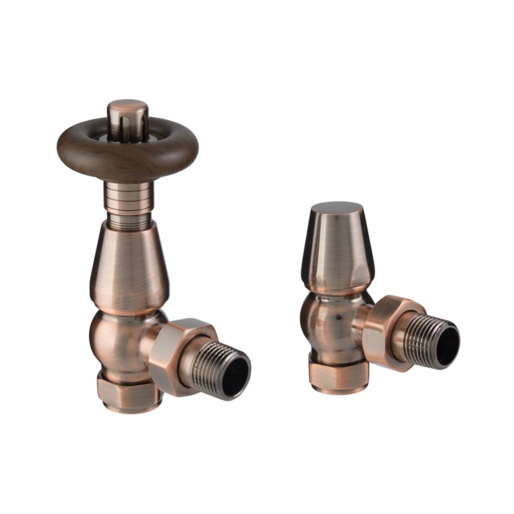 Traditional Chelsea Thermostatic TRV Angled Radiator Valves 1/2"x15mm ...