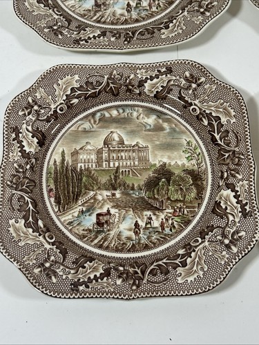 6 Johnson Brothers Historic America Square Salad Plates Brown The ...