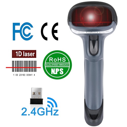 New 2.4G High Speed Wireless Laser USB Barcode Scanner Scan Gun Label ...