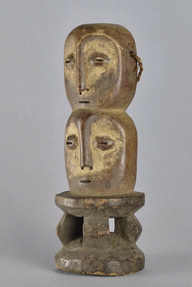LEGA wood double head Figure statue Bwami Congo African Tribal Art 1608 ...