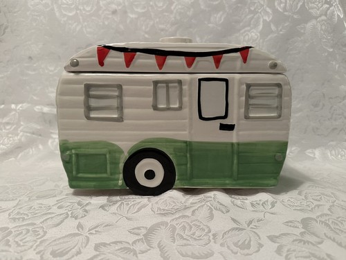 World Market Retro Vintage RV Happy Camper Trailer Ceramic Cookie Jar ...