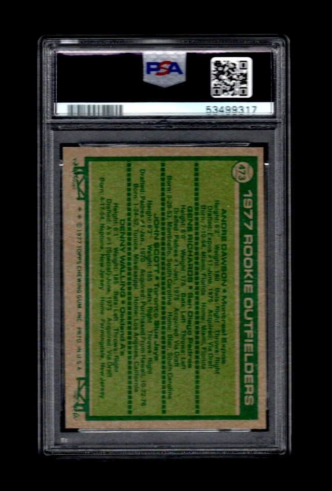 1977 Topps #473 ROOKIE OUTFIELDERS HOF Andre Dawson Rookie PSA 8 NM-MT ...